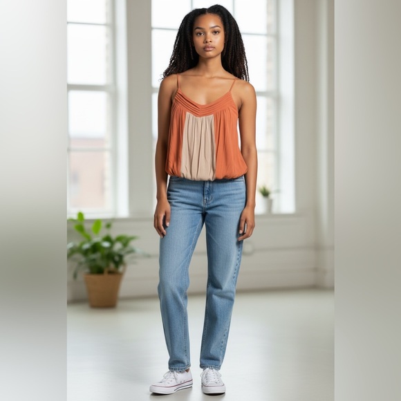 Tua | Tops | Tua Peach And White Tank | Poshmark
